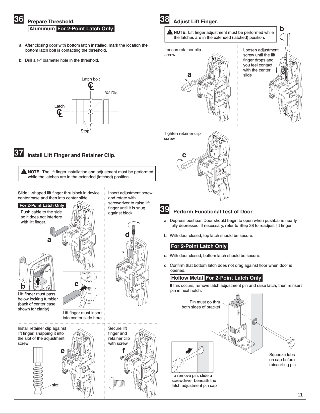 Von Duprin 23970734 g 98 9949 Metal Door Installation Instructions 105677