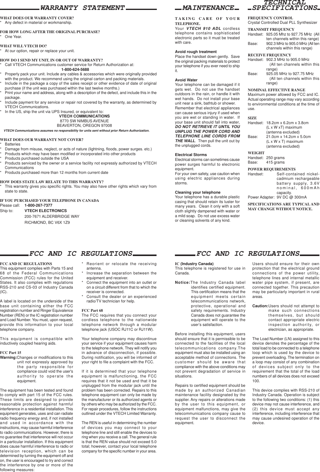 Vtech Adl 910 Users Manual