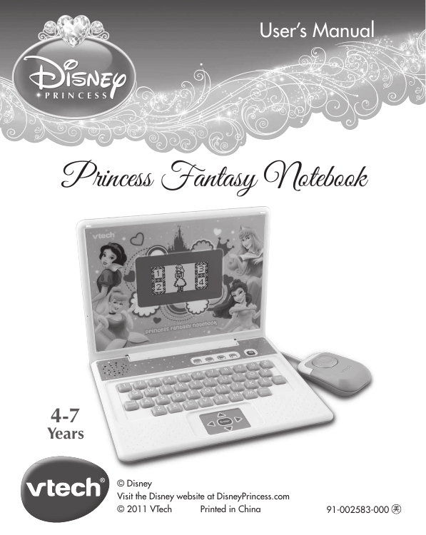Vtech Princess Fantasy Notebook Owners Manual