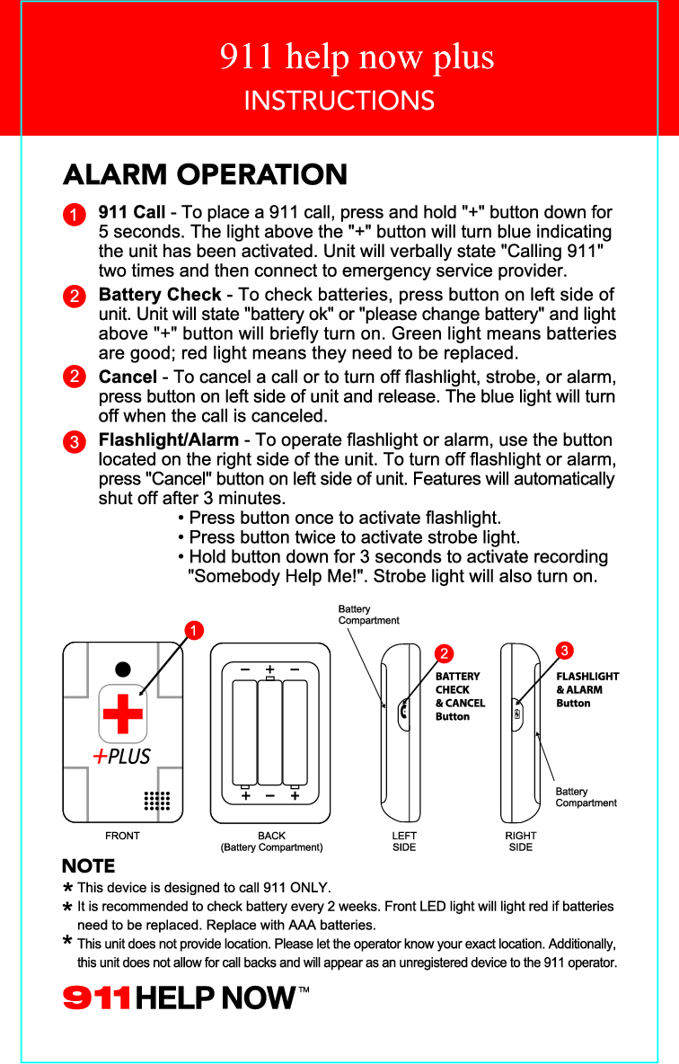 WEBLES AND 911D 911 help now plus User Manual 911HN plus persalarm ...