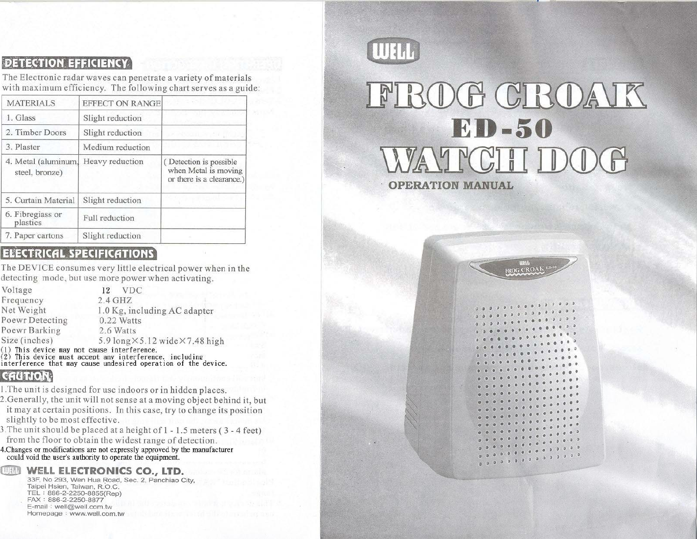 WELL ELECTRONICS WE-ED-50 Watch Dog Alarm User Manual 1