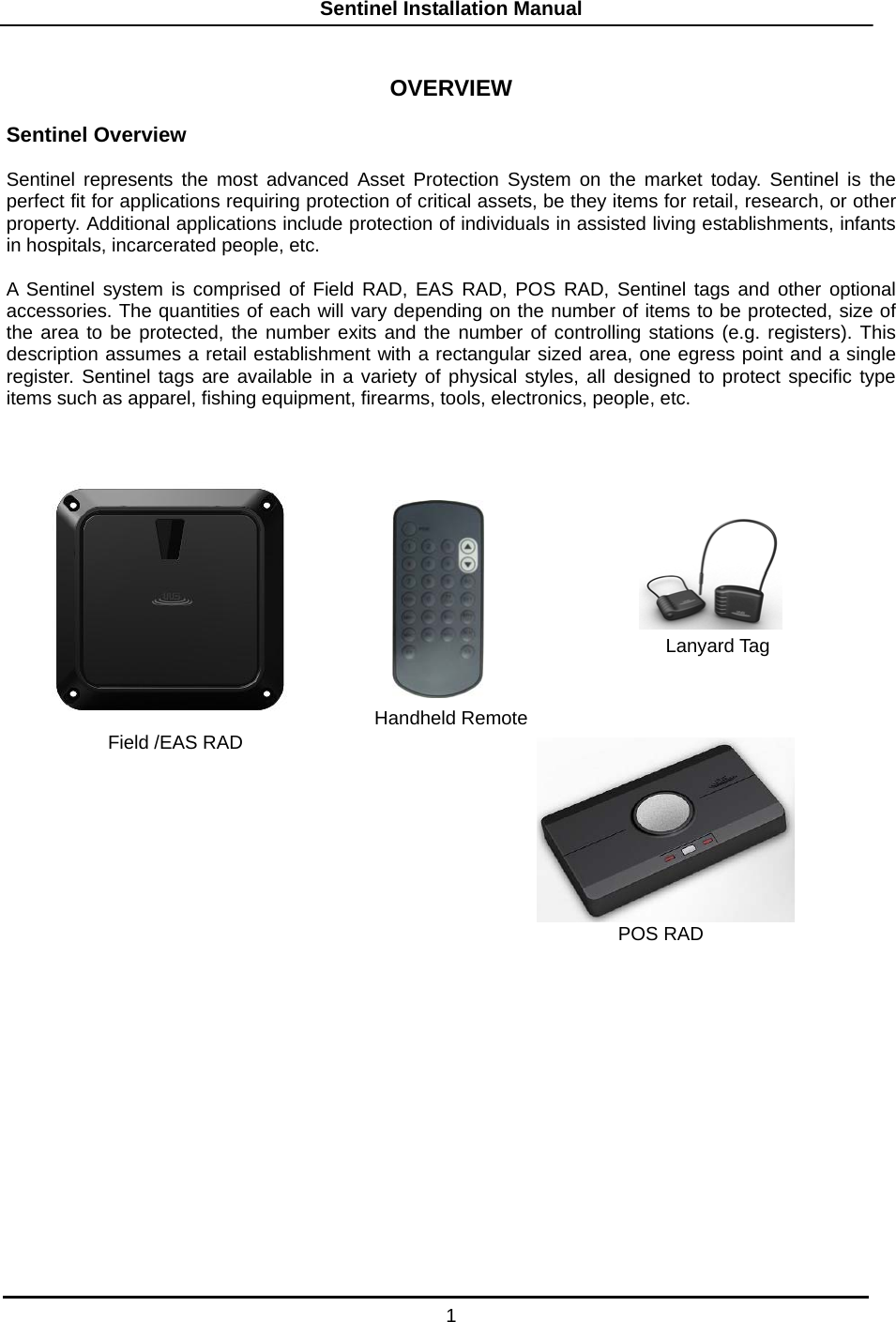 WG security APSRAD Asset Protection System User Manual
