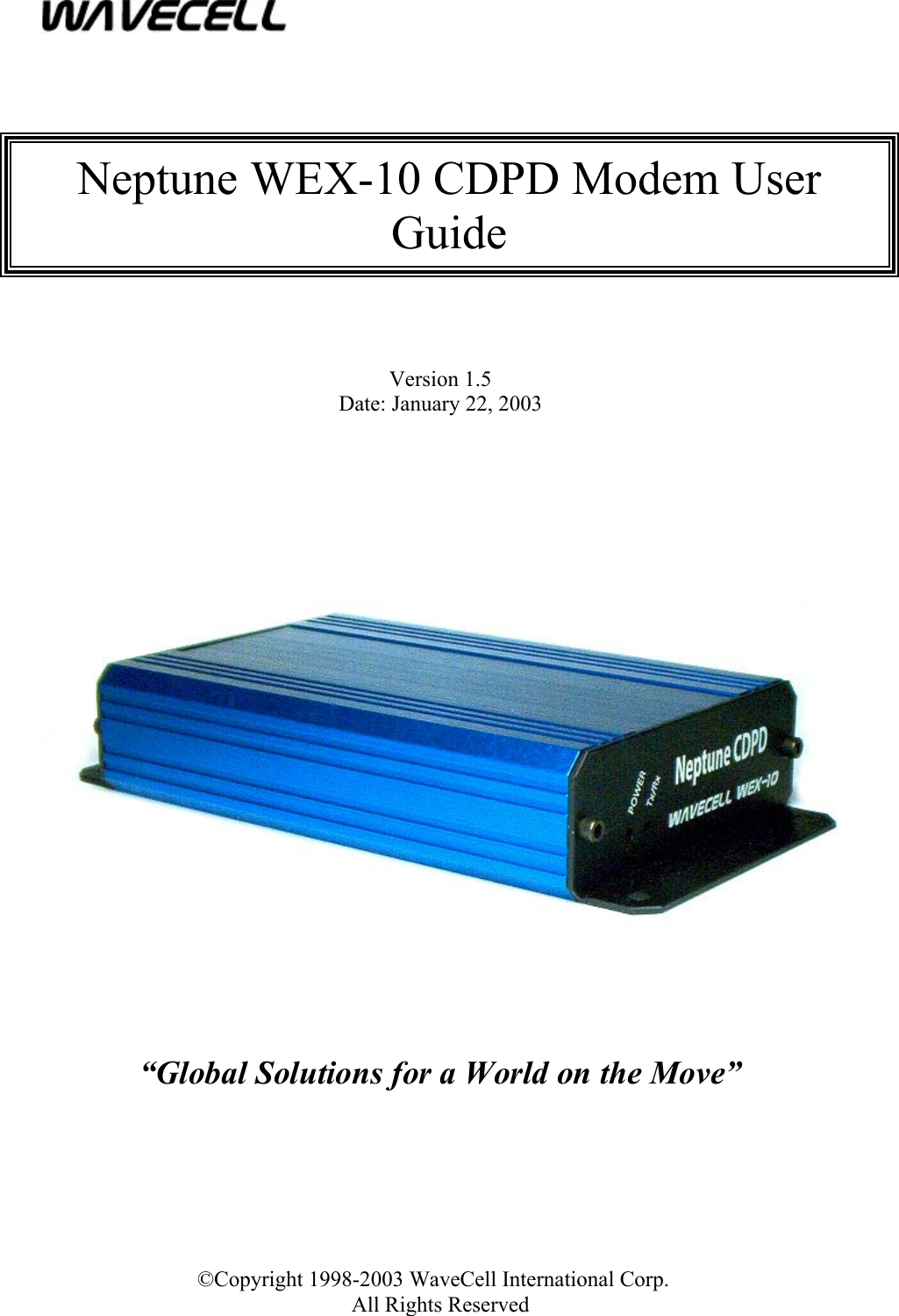 WaveCell WEX-10-EXT Neptune WEX-10 CDPD Modem User Manual wavecell