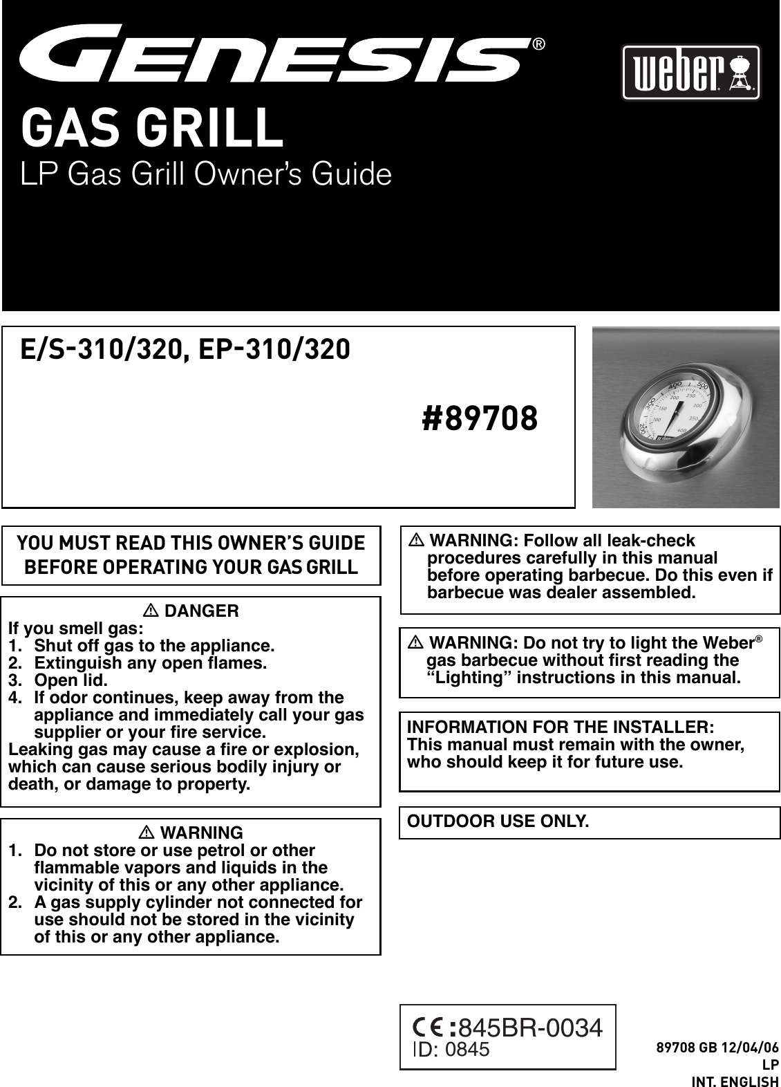 Weber Genesis Ep 310 320 Users Manual 89708_GB