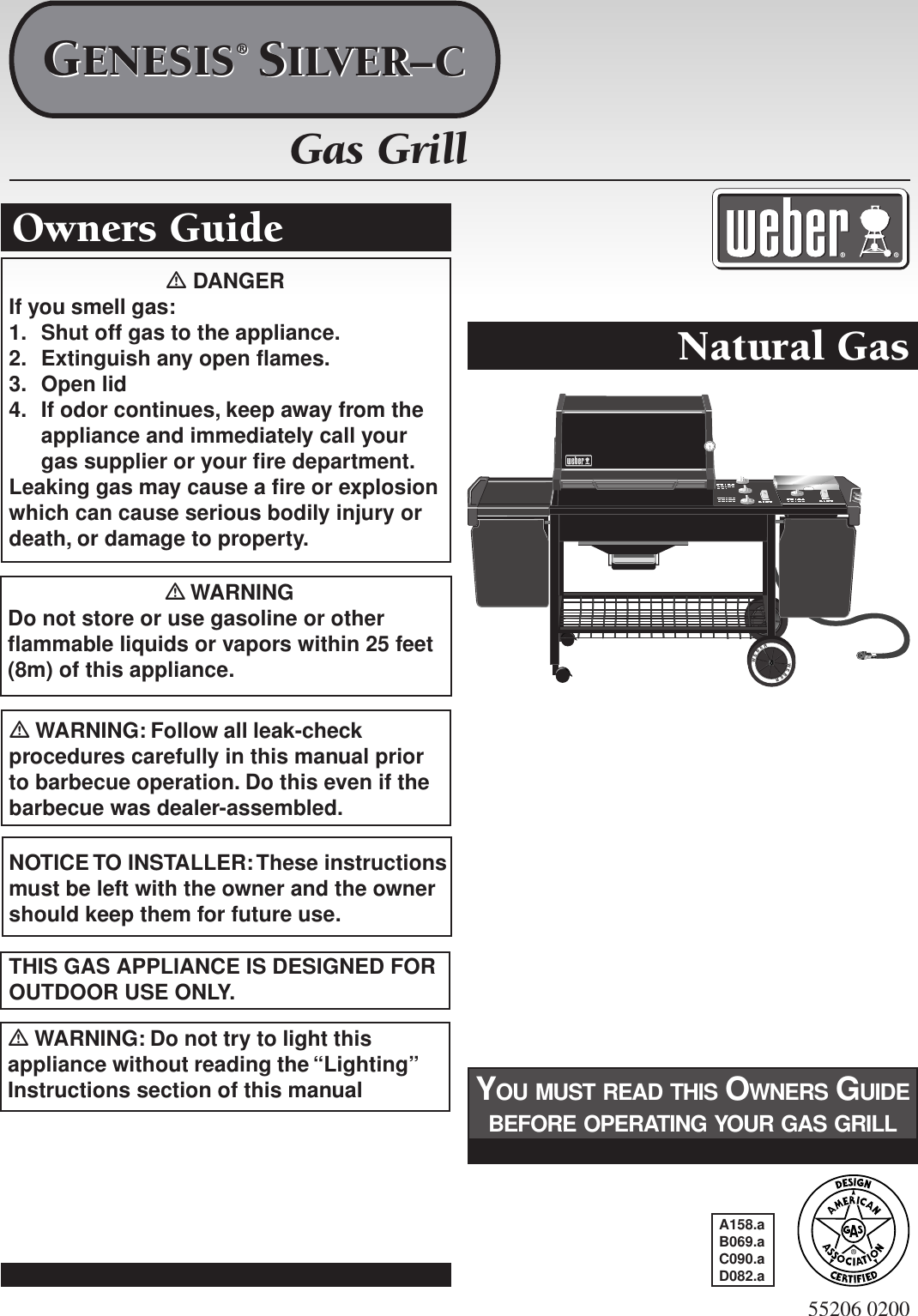 Weber Genesis Silver C Owners Manual NG Guide 55206 02/2000 PDF File