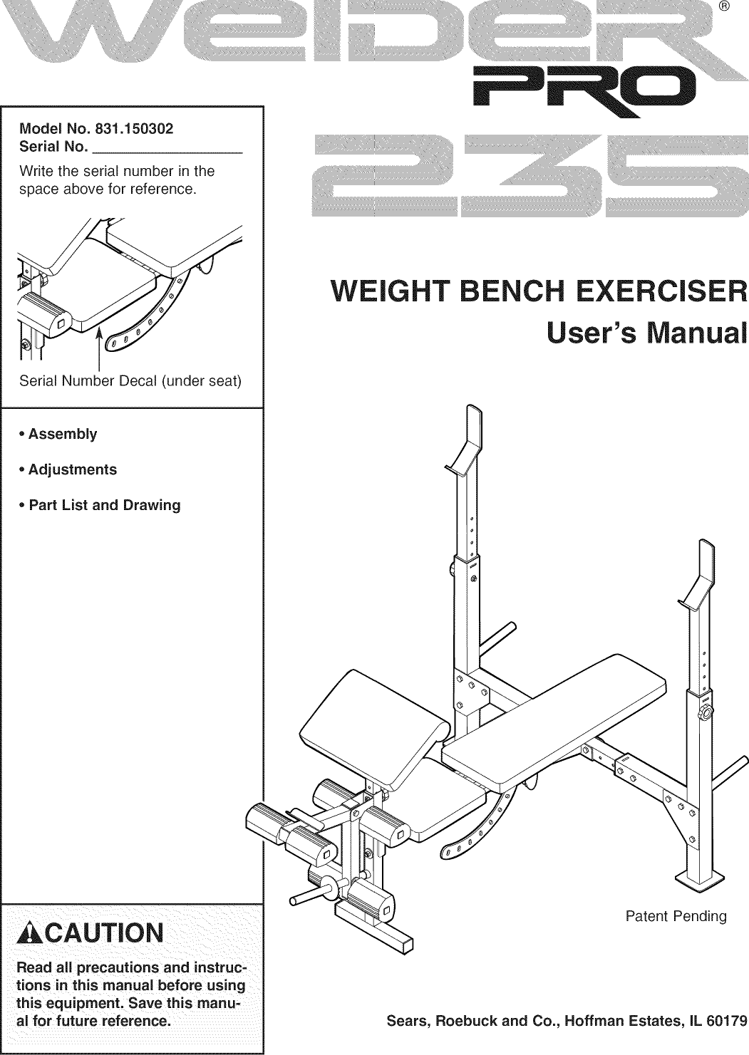 Weider 831150302 User Manual PRO 235 Manuals And Guides 1309396L
