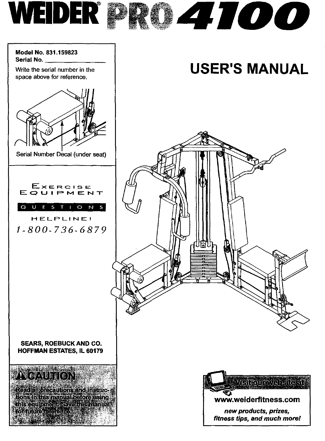 Weider 831159823 User Manual PRO 4100 Manuals And Guides L0310486
