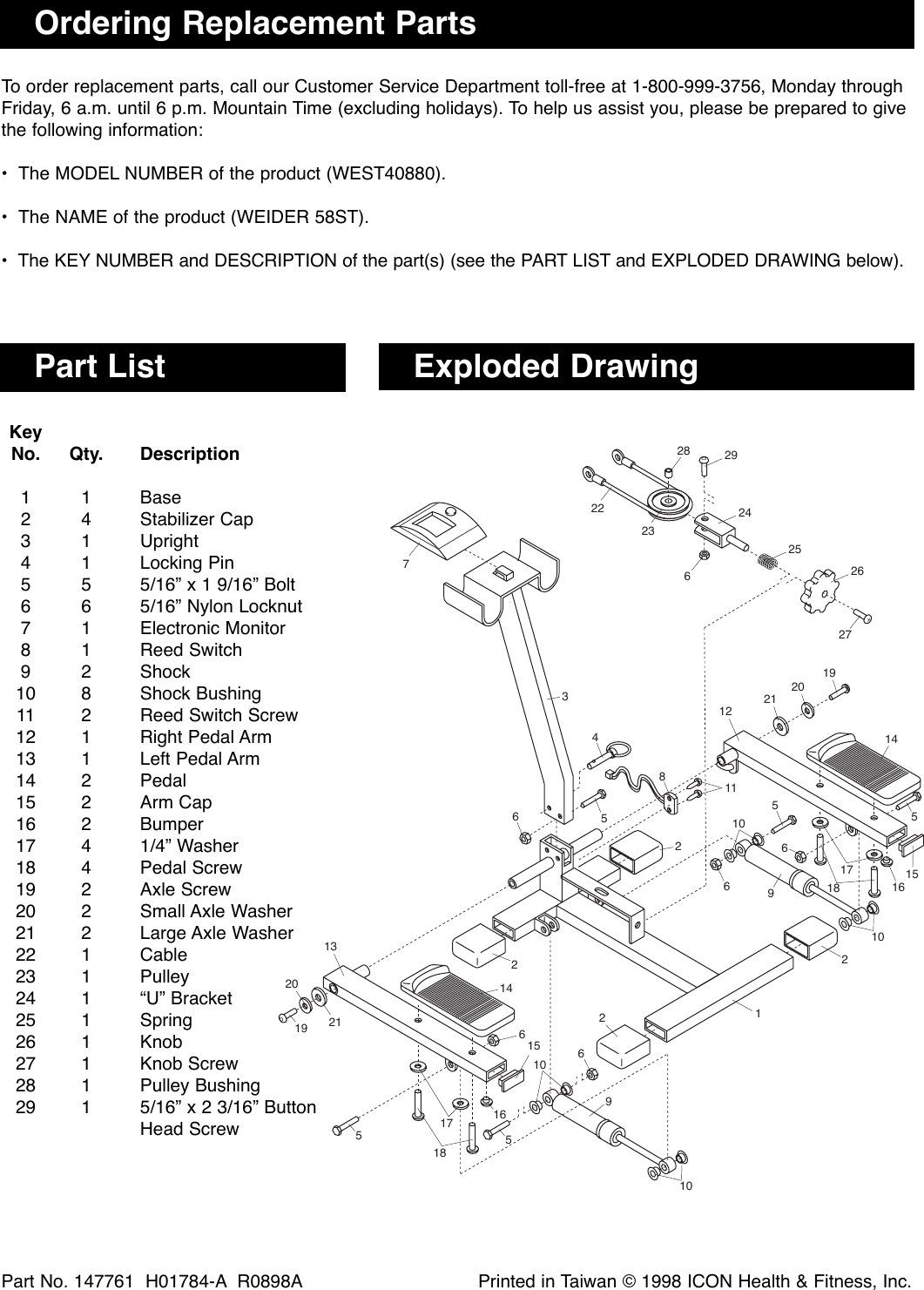 Weider 58St Stepper West4088 Users Manual * WEST40880 147761