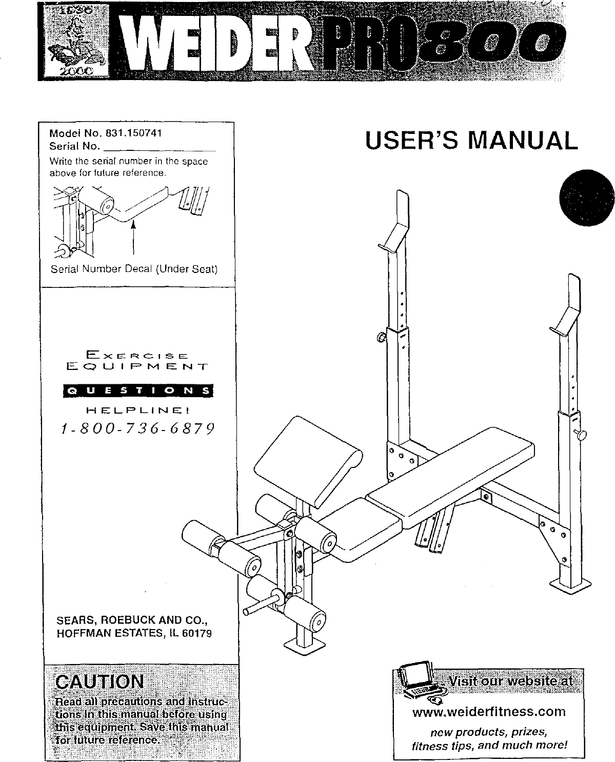 Weider 831 150741 Users Manual
