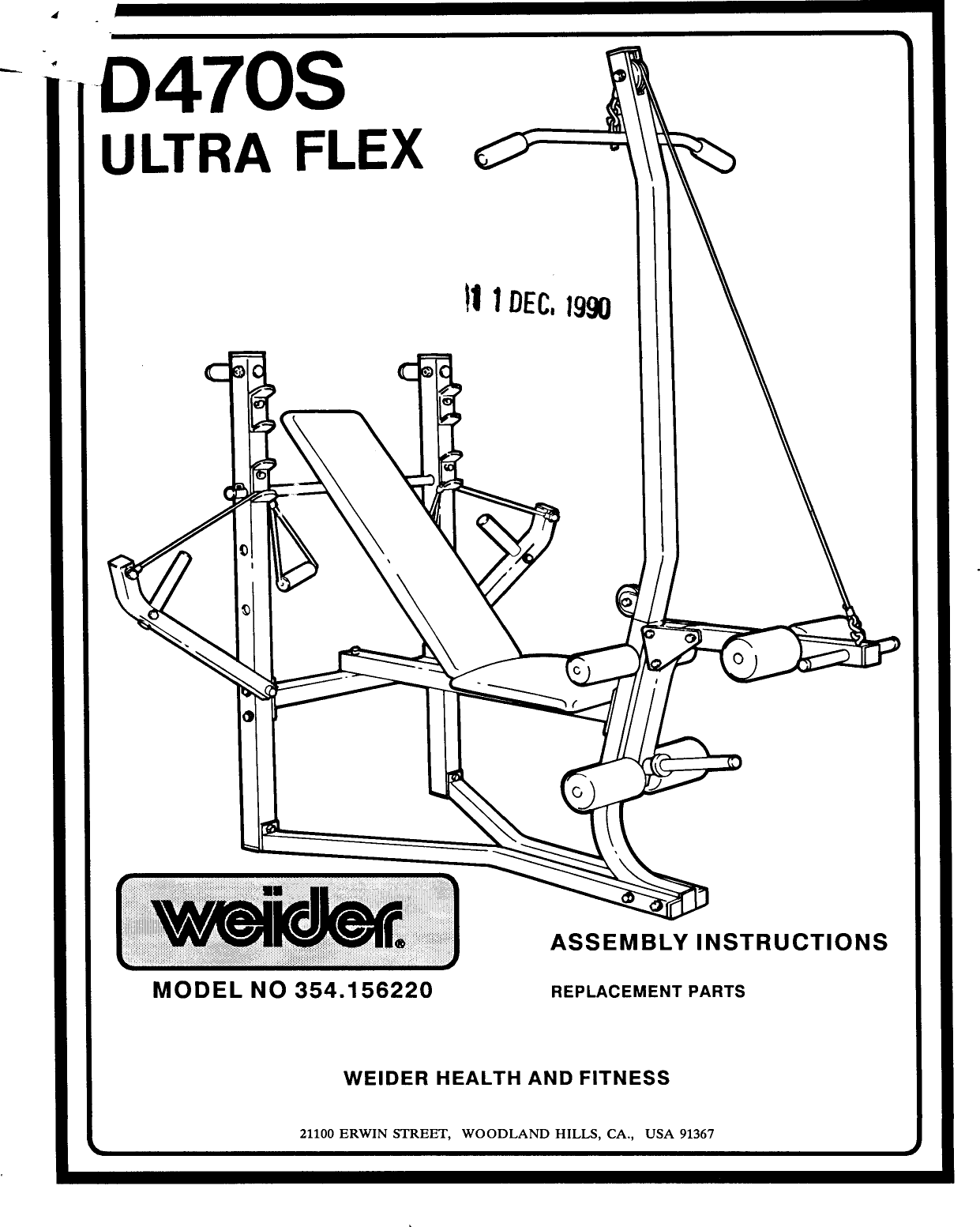 Weider D470S0 Owner S Manual