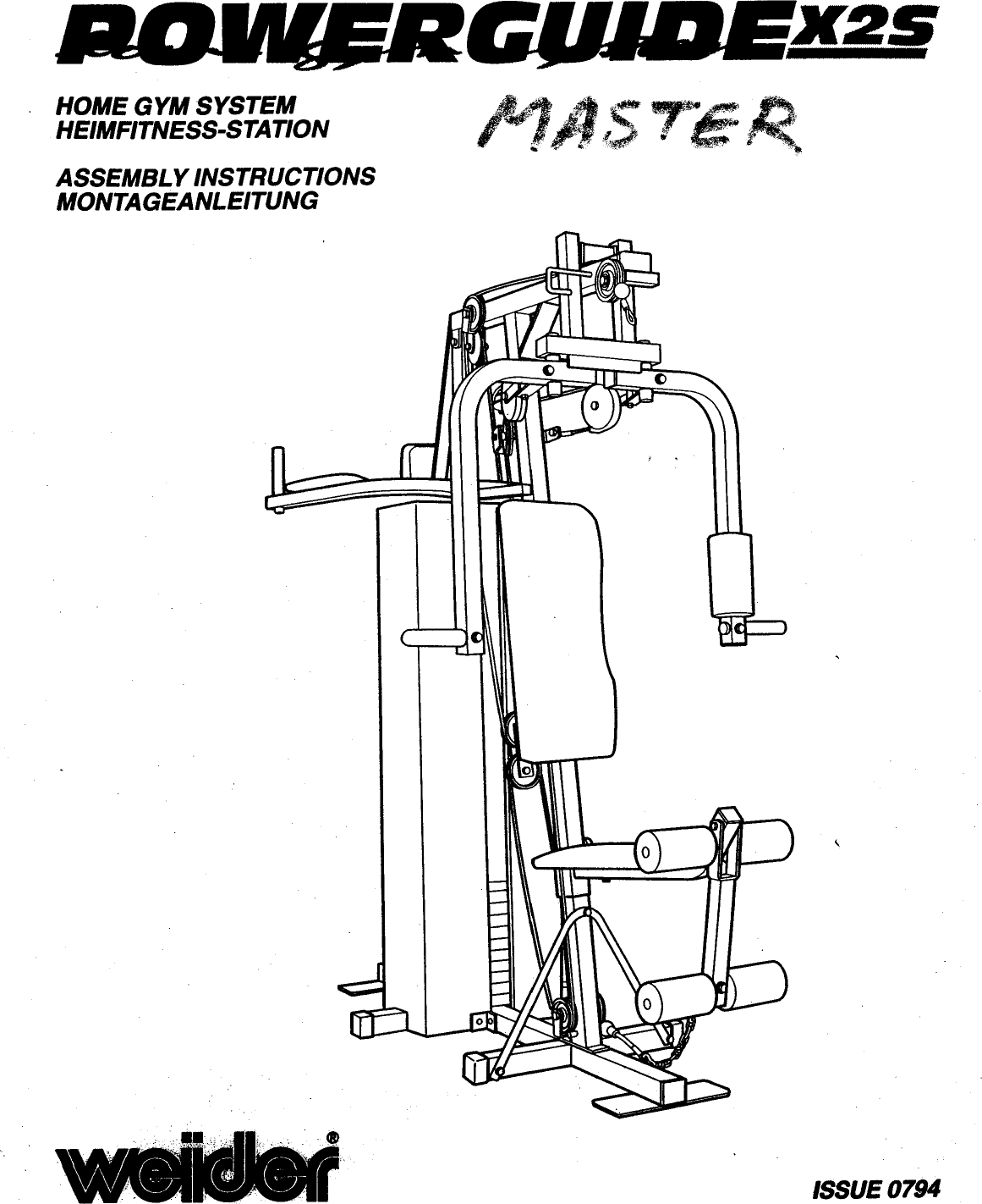 Weider Powerguide Home Gym X2S Users Manual