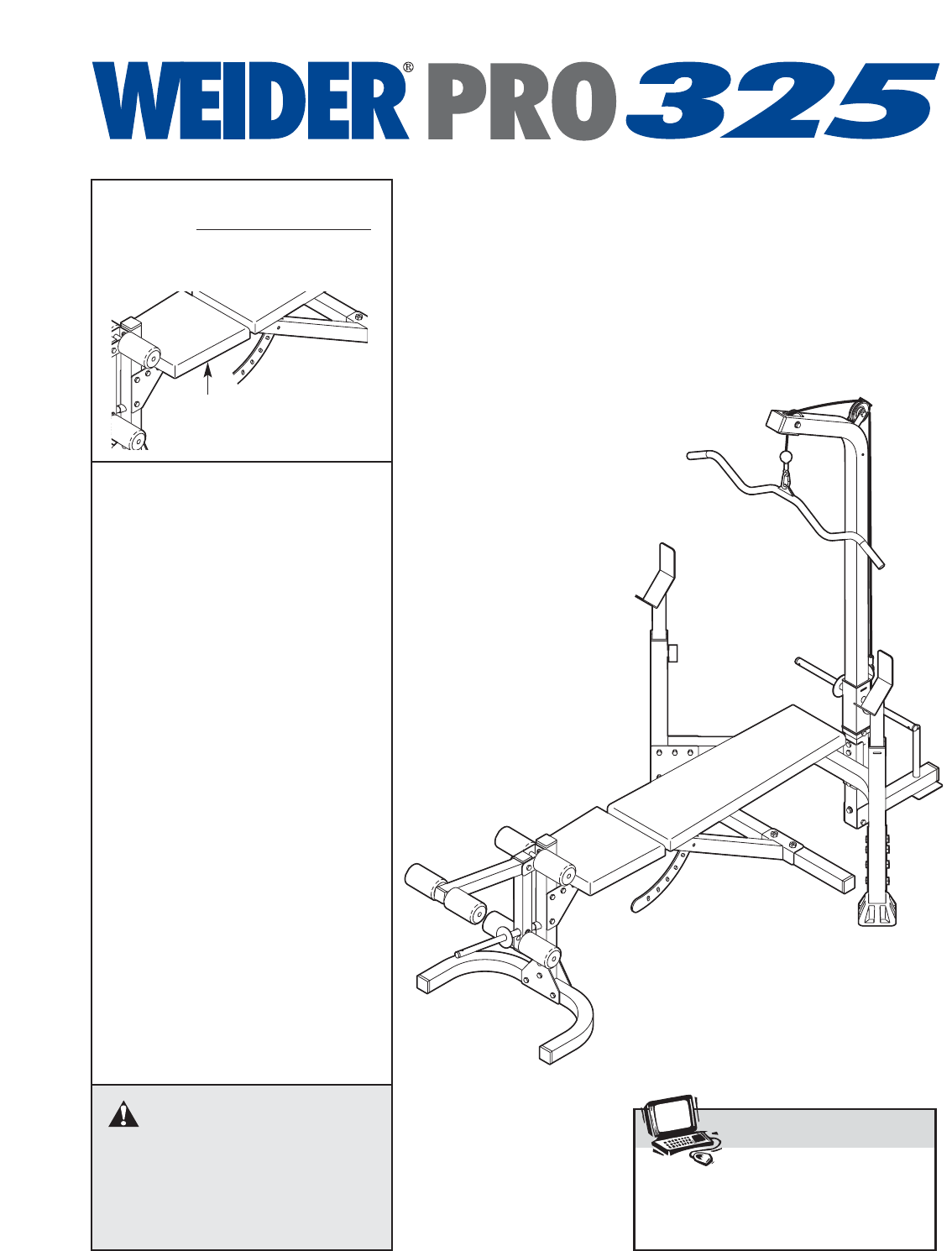 Weider Pro 325 Bench Webe1262 Users Manual *WEBE12622 196856