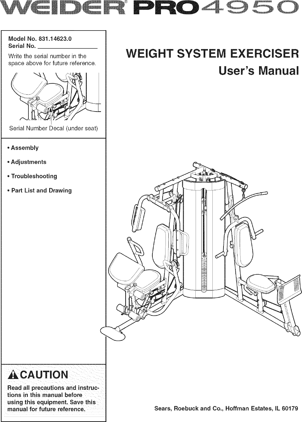 Weider Pro 4950 14623 Owners Manual
