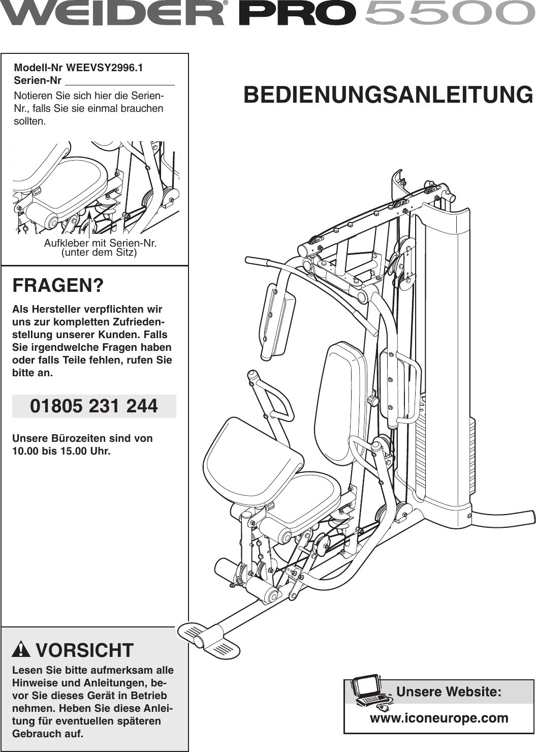 Weider Pro 5500 System Weevsy2996 Users Manual