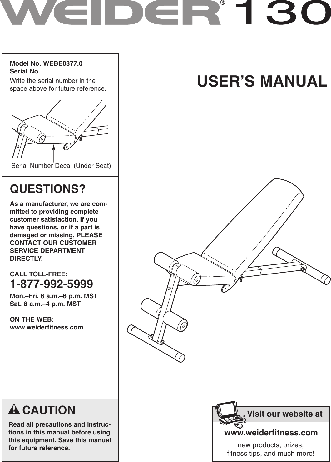 Weider Webe03770 Owner S Manual