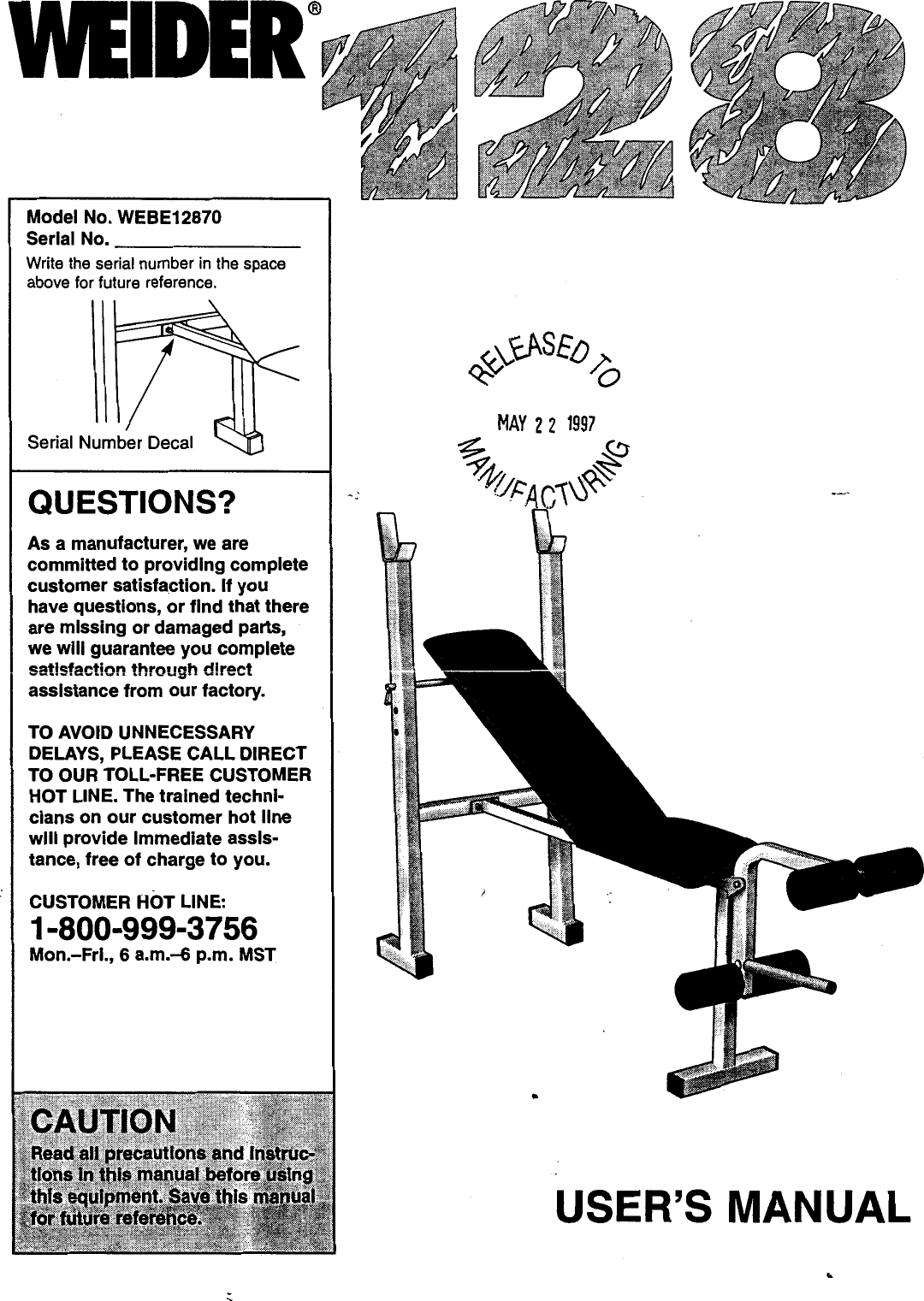 Weider Webe12870 Owner S Manual