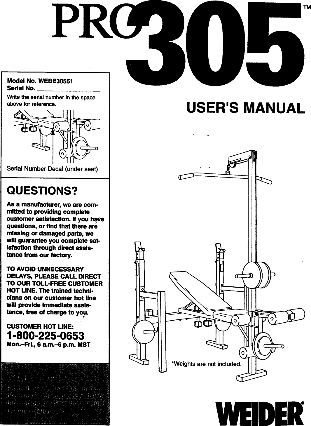 Weider Webe30551 Owner S Manual