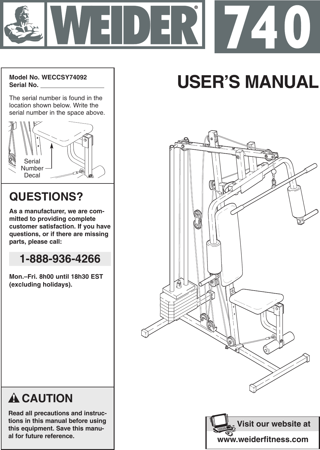 Weider Weccsy74092 Owner S Manual