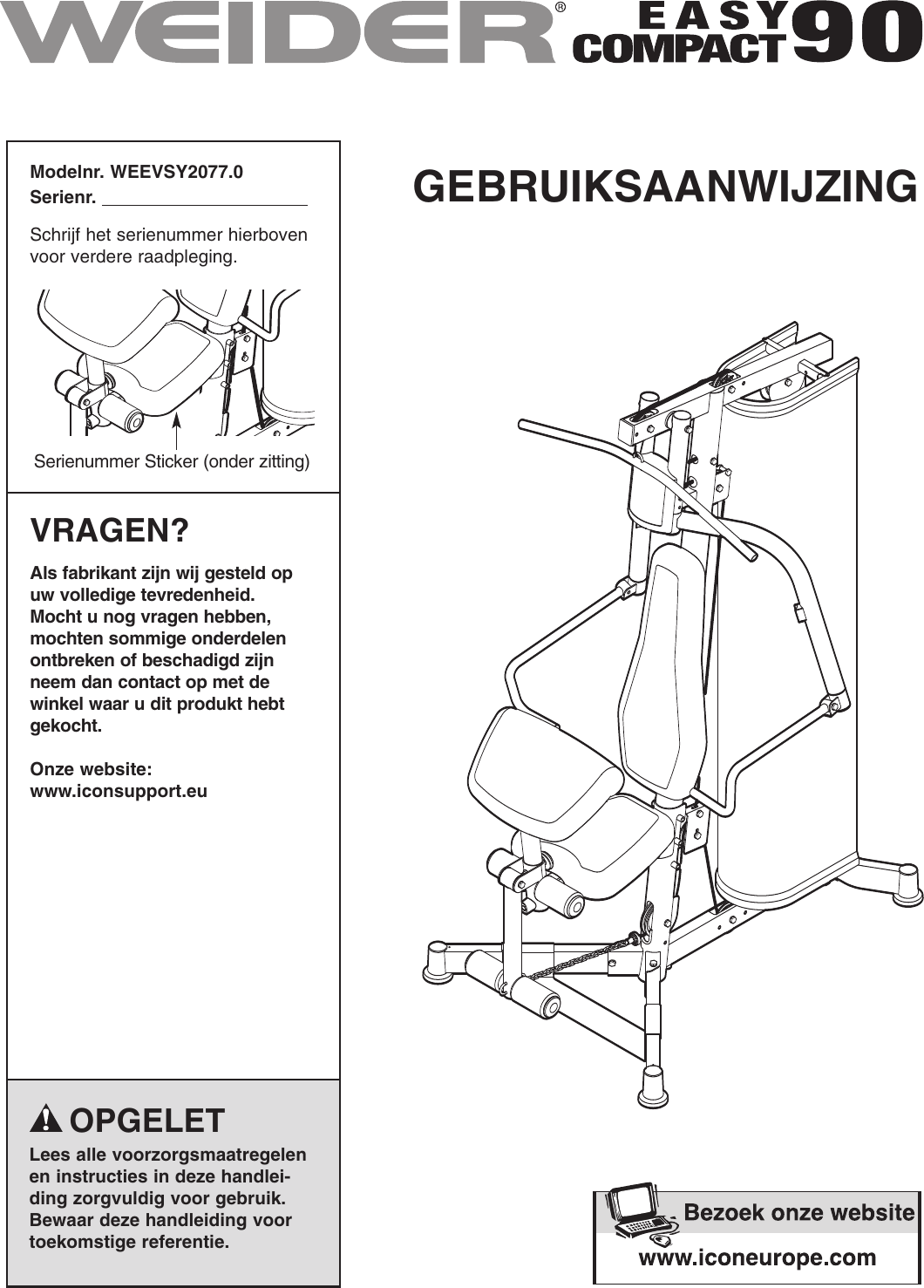 Weider Weevsy20770 Owner S Manual WESY39240 212817