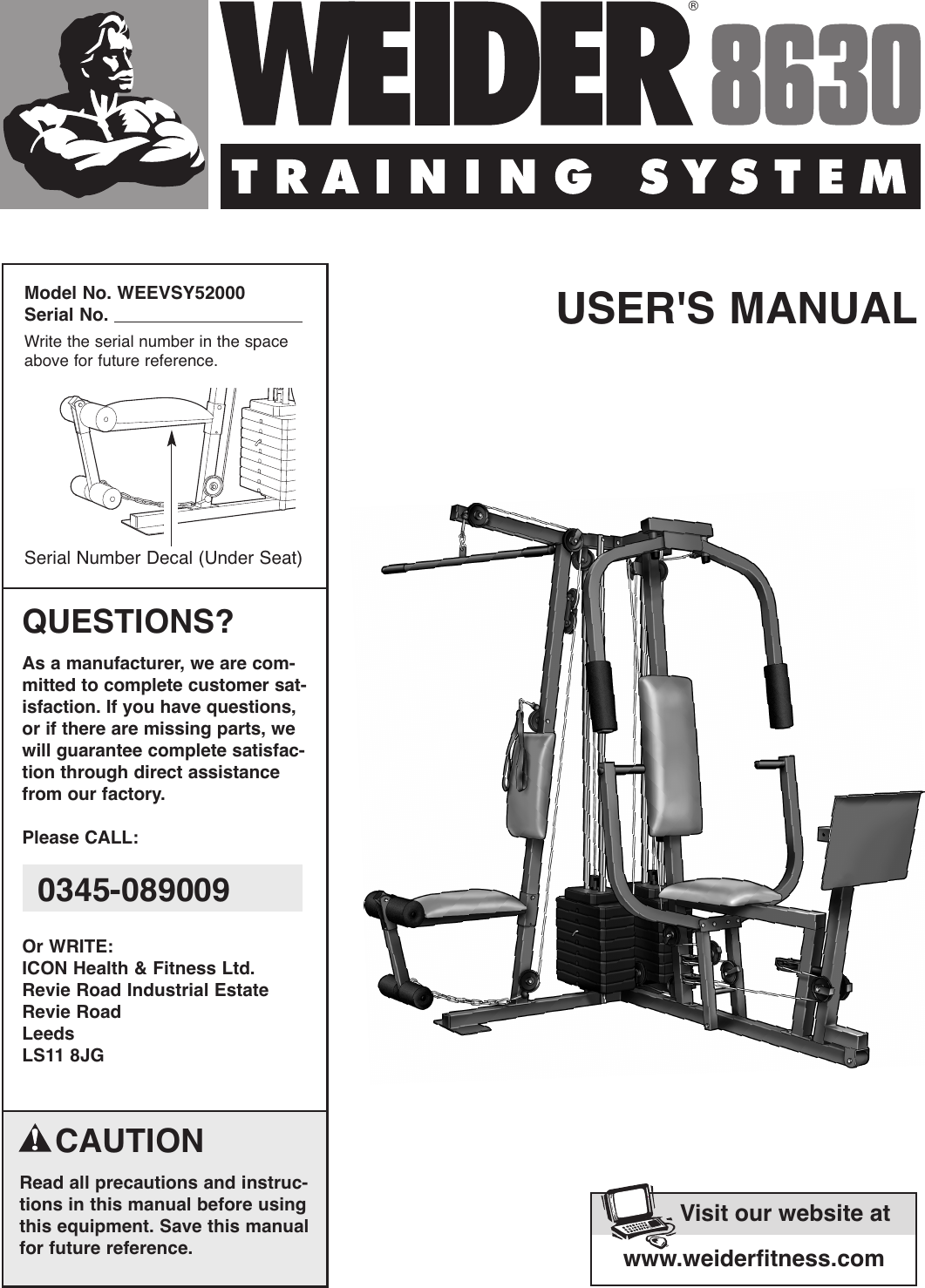 Weider Weevsy52000 Owner S Manual 285430