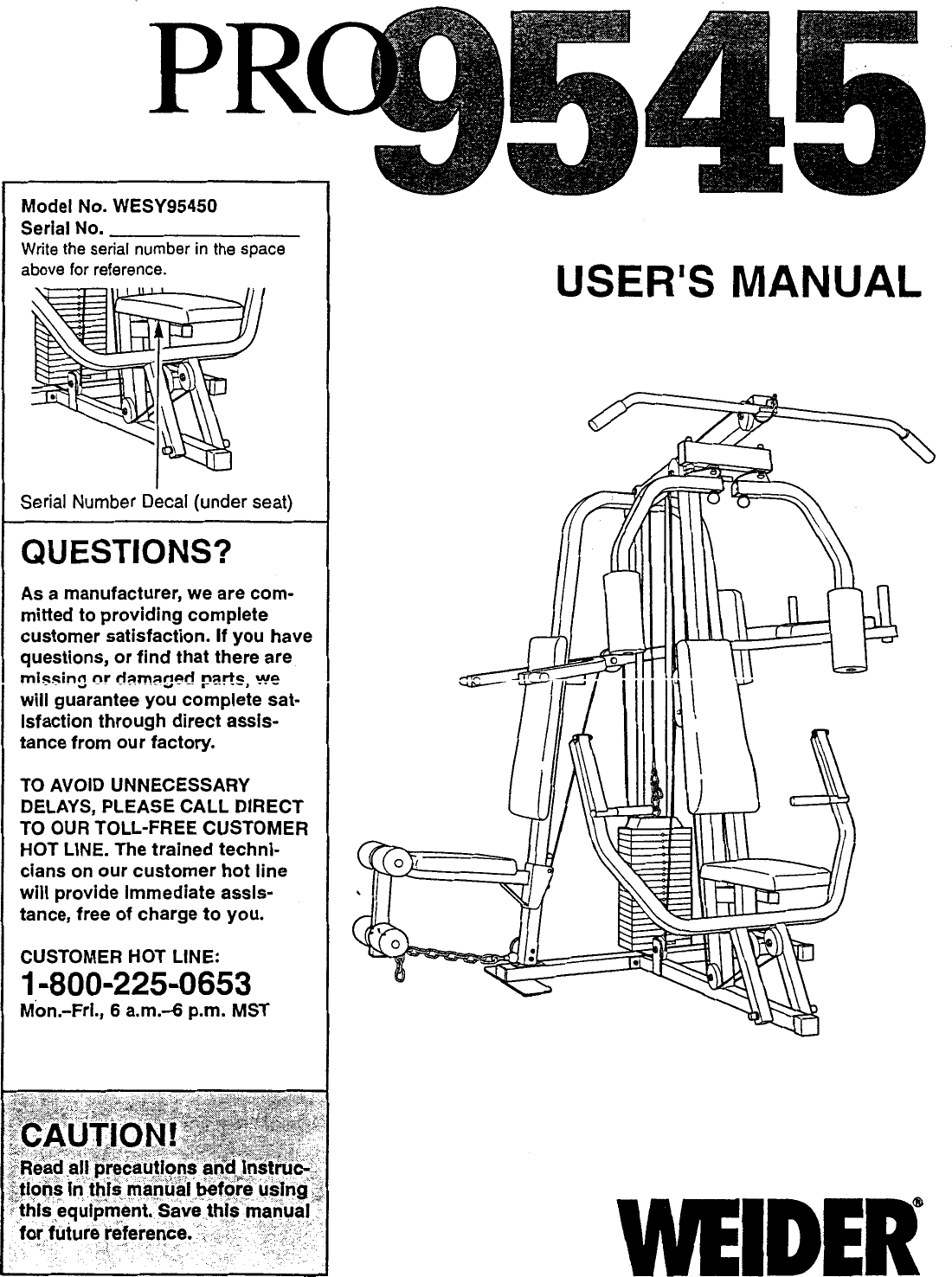 Weider Wesy95450 Owner S Manual