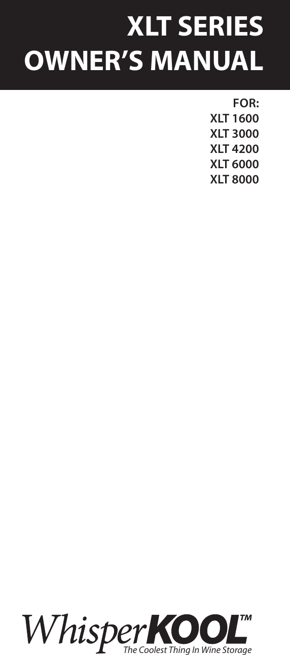 Whisperkool Xlt Series 1600 Users Manual