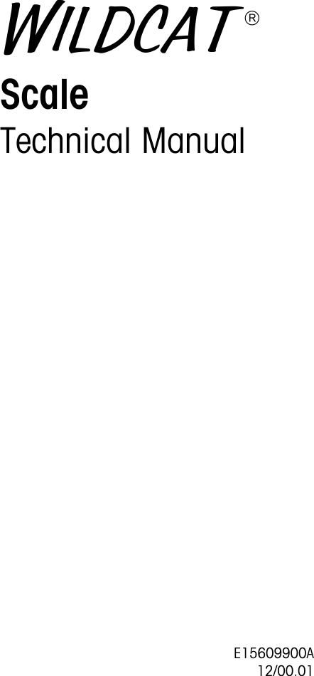 Wildcat Territory Scale E15609900A Users Manual METTLER TOLEDO Technical