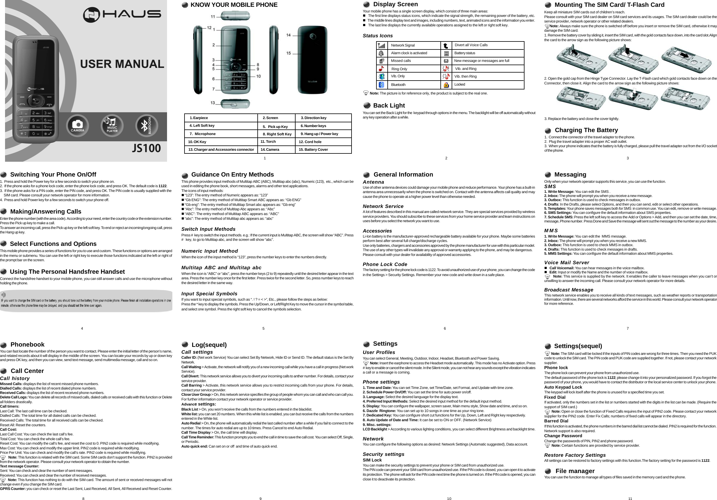 Wirosa Group JS100 GSM Dual Band GPRS Digital Mobile Phone User Manual ...