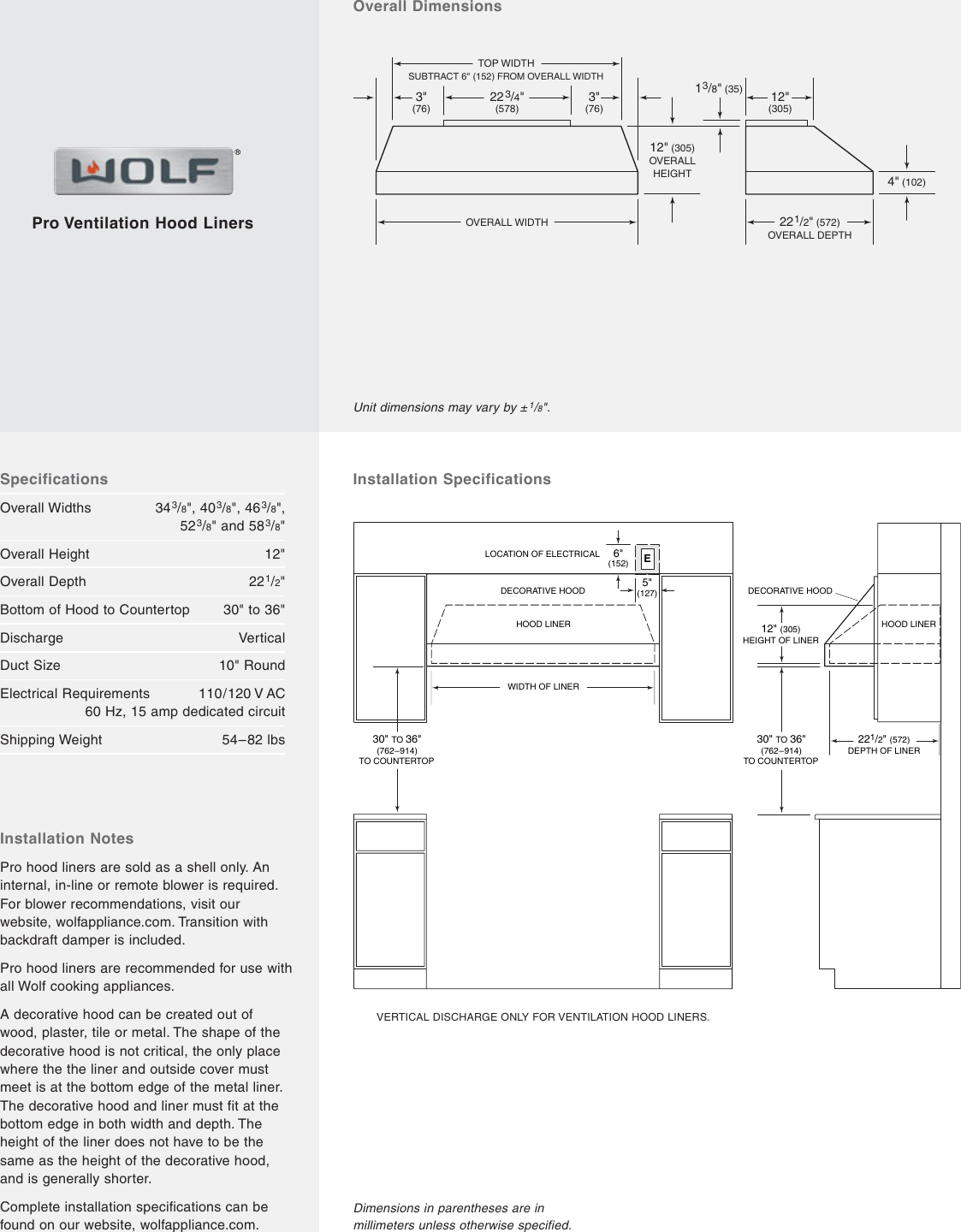Wolf Pl582212 Users Manual QR_2 Pro Liners