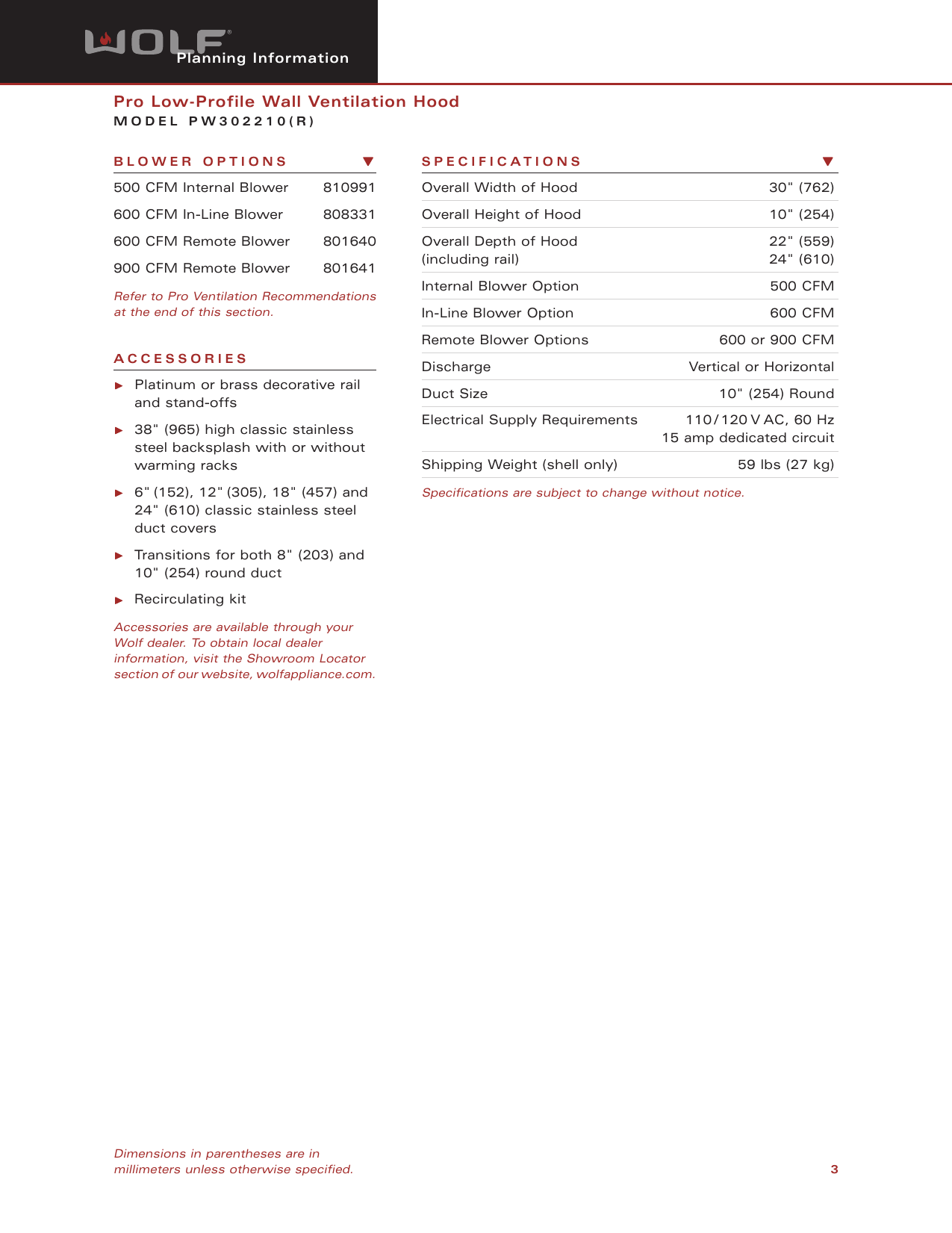 Wolf Pw302210R Users Manual Web PW302210