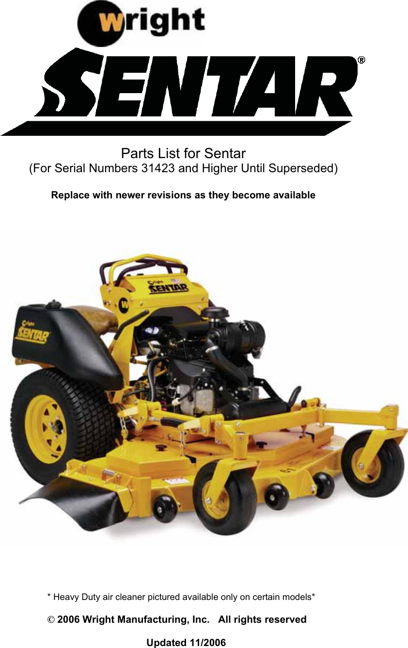 Wright Manufacturing Sentar 31423 Users Manual III IPL