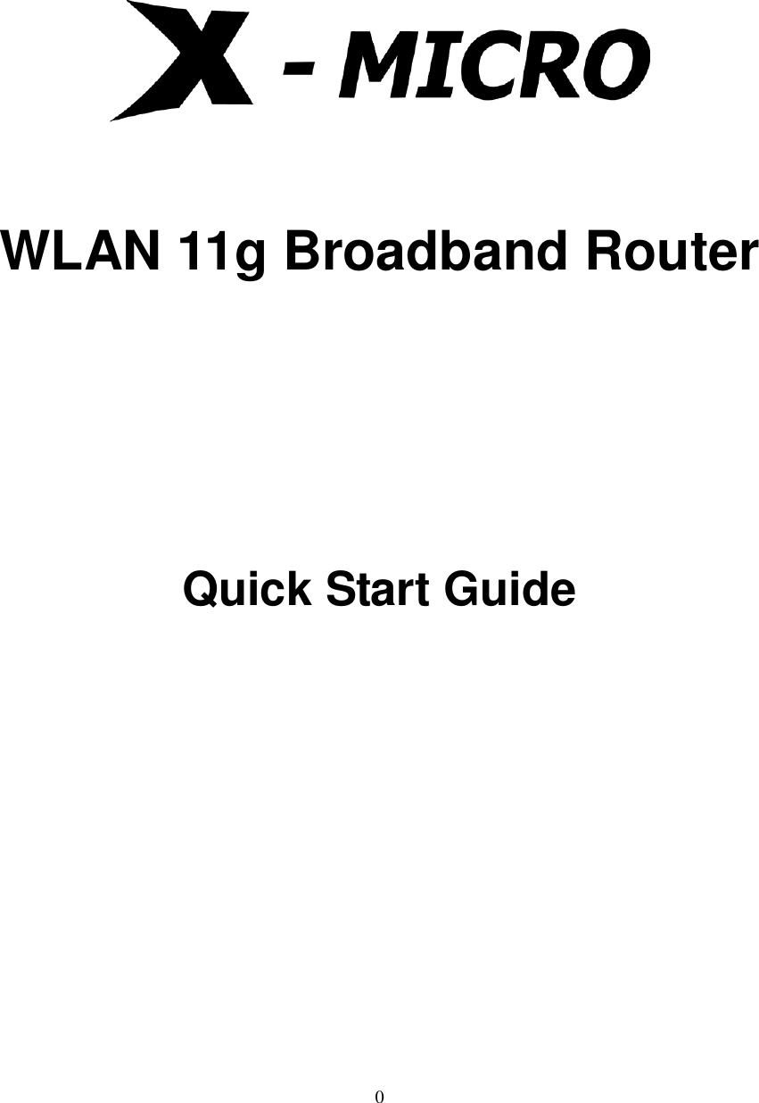 X Micro Wlan 11G Broadband Router Users Manual