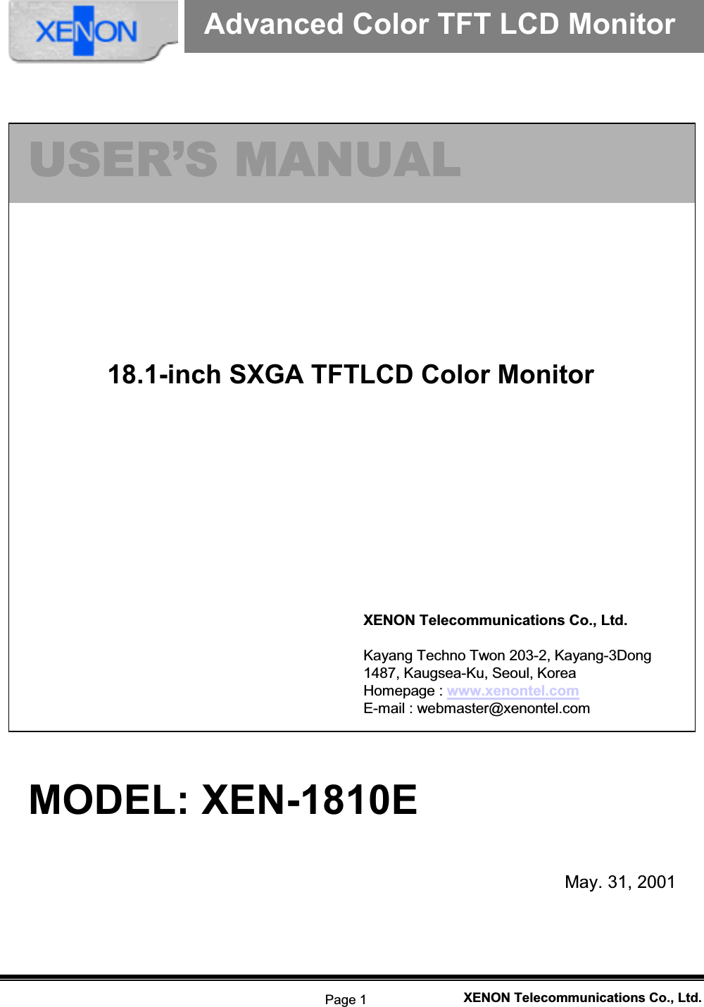XENON Telecommunications XEN-1810E TV combined with LCD monitor User ...