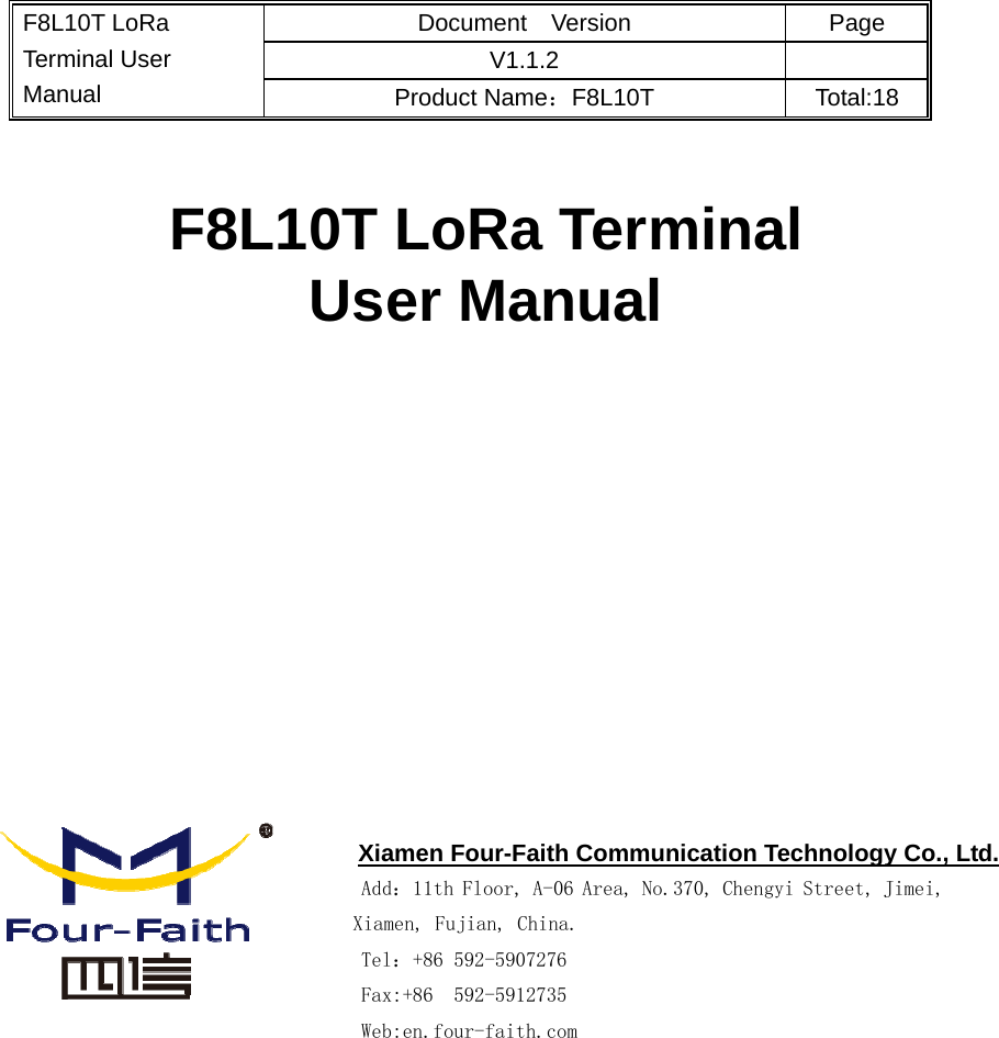 Xiamen Four Faith Communication Technology F8L10T F8L10T LoRa Terminal ...