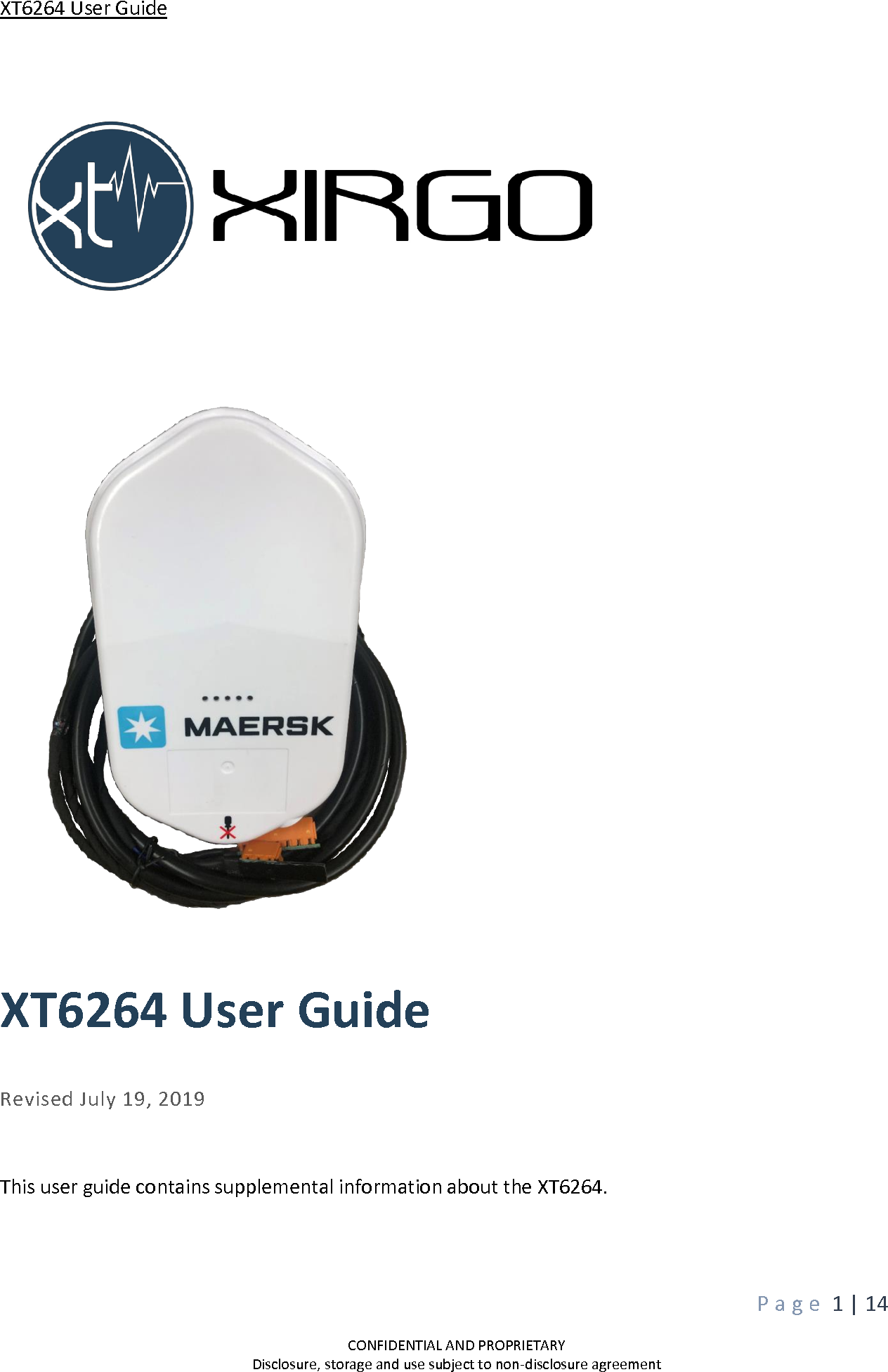 Xirgo Technologies XT6264 Reefer Container Monitoring Device User Manual