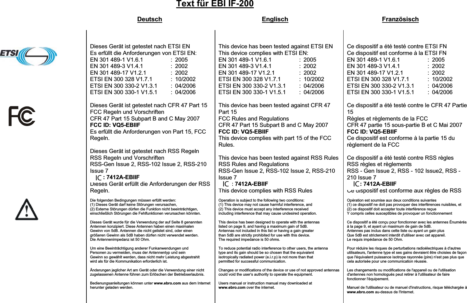 Xylem Analytics Germany EBIIF Data Logger Interface User Manual ...