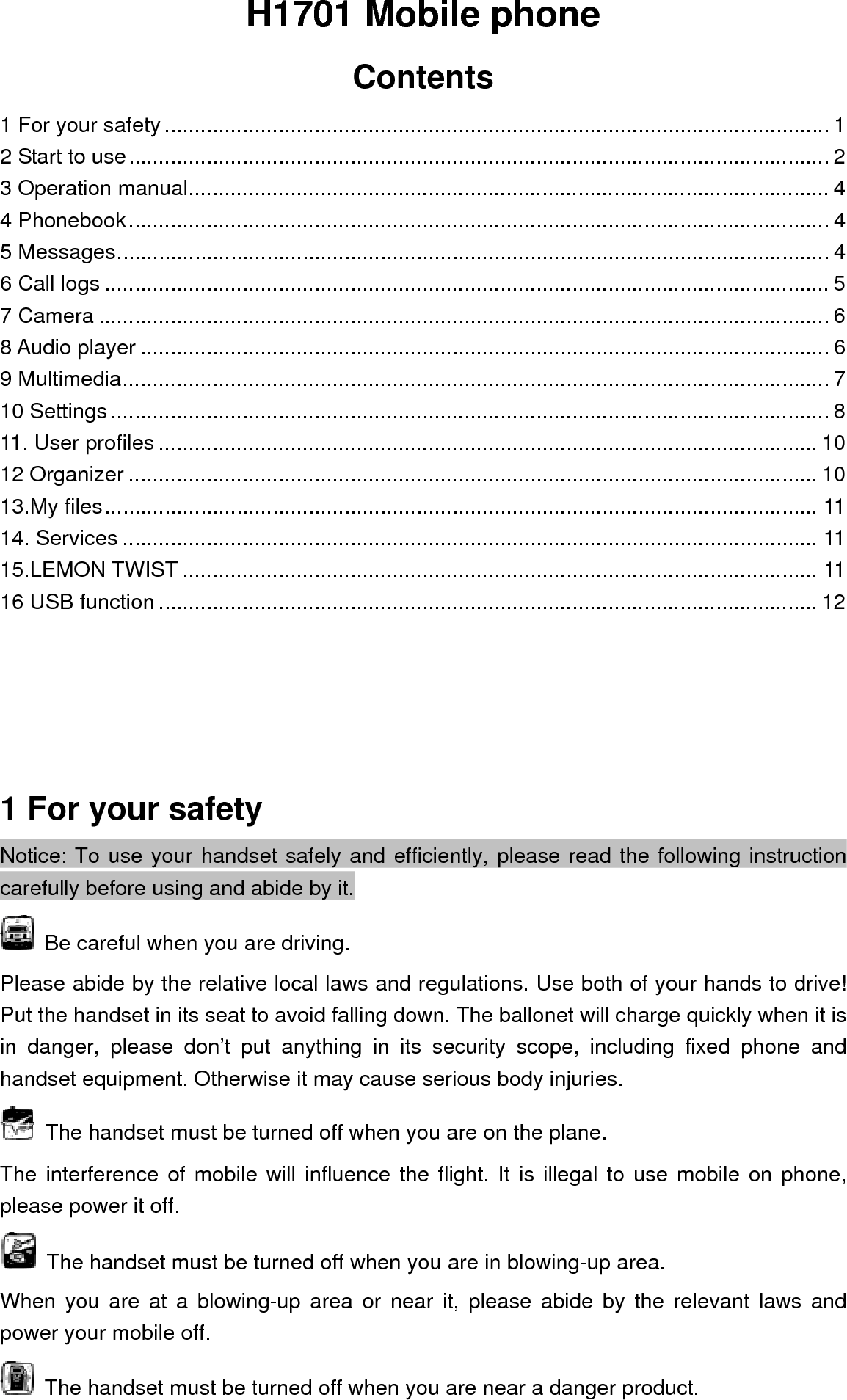 YLWD Technology MOVIC-H Mobile phone User Manual