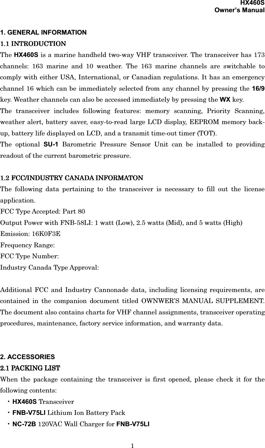 Yaesu Musen HX460S Marine Transceiver User Manual users manual