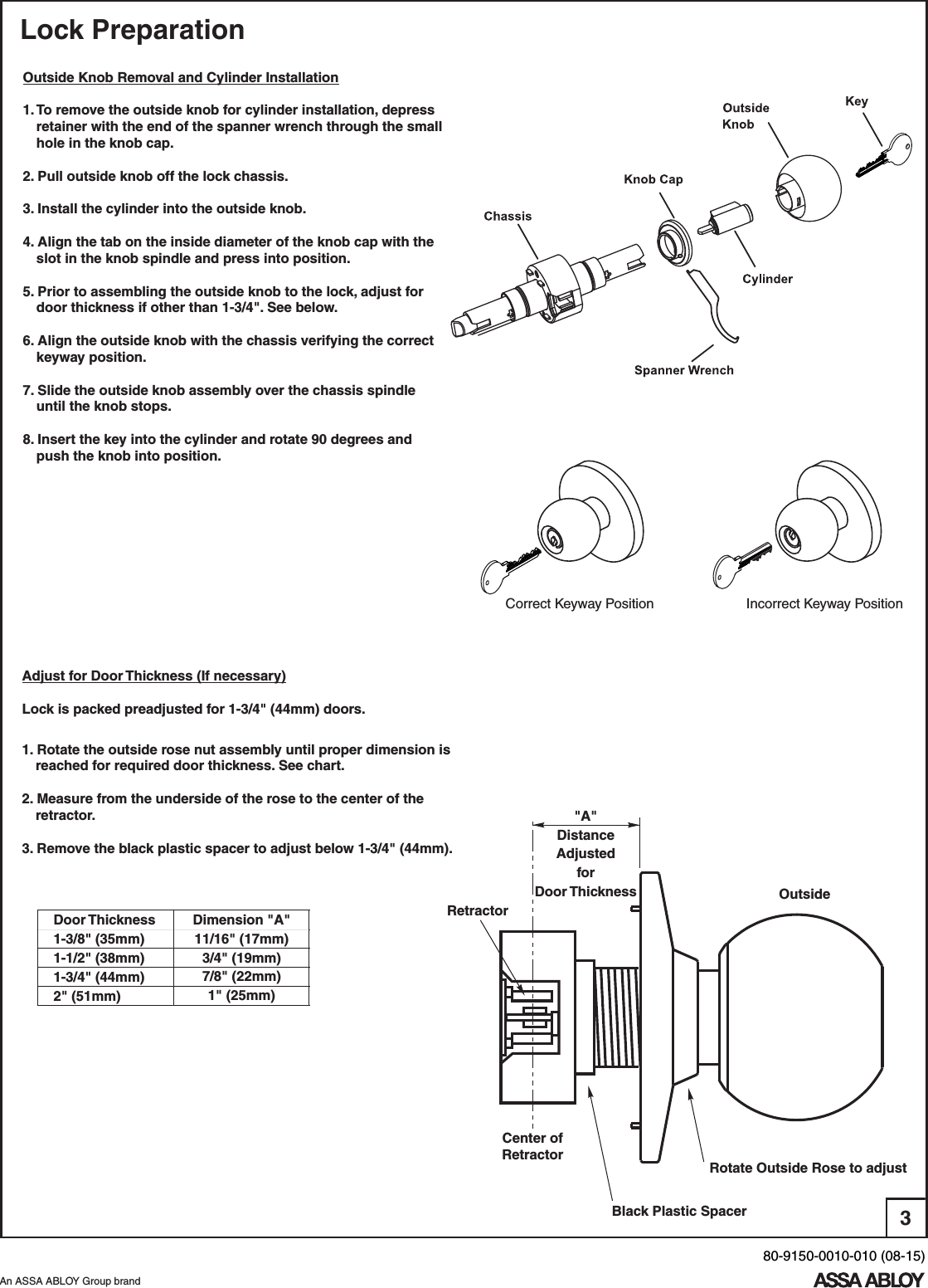 Yale 5400CK Series Grade 1 Cylindrical Knob Lock Installation ...