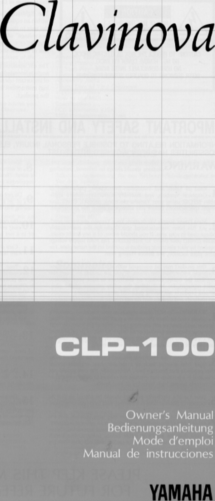 Yamaha CLP 100 Owner's Manual (Image) CLP100E