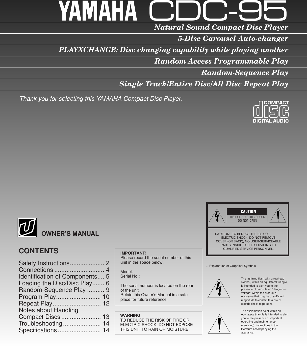 Yamaha Cdc 95 Owners Manual CDC95Eng99.09.01