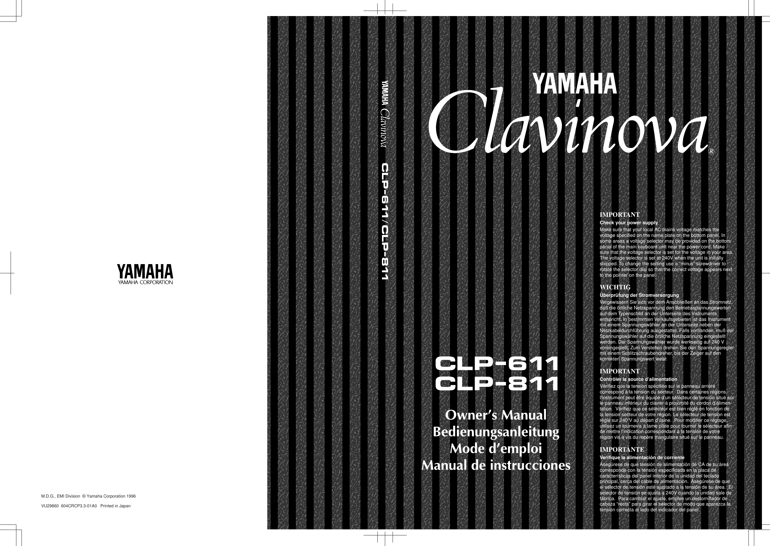 Yamaha Clp 611 Owners Manual CLP811 Yamaha Clp 611 Owners Manual CLP811