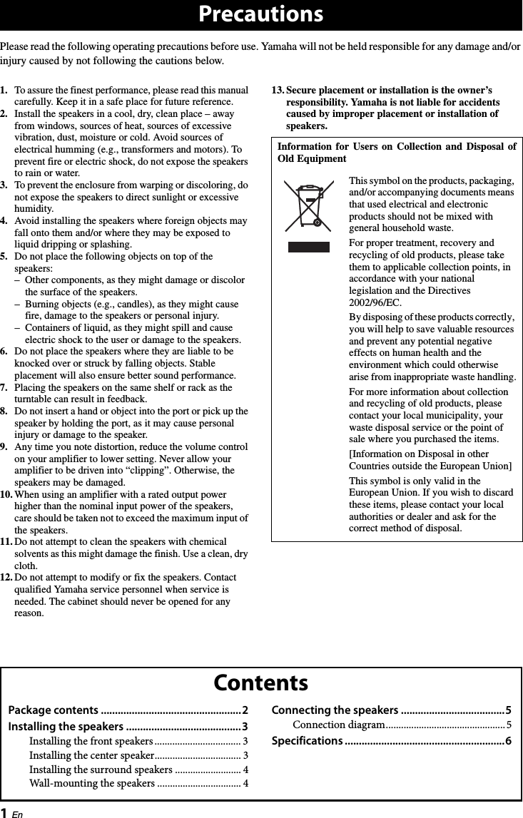 Yamaha NS PA120 Owner's Manual