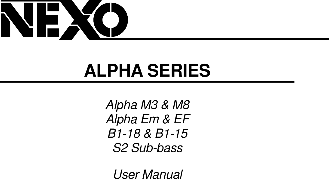 Yamaha Nexo Alpha And E Series Owners Manual