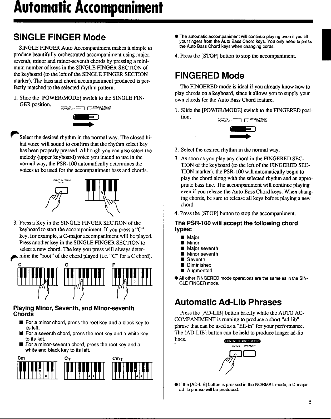 Yamaha PSR 100 Owner's Manual PSR100E