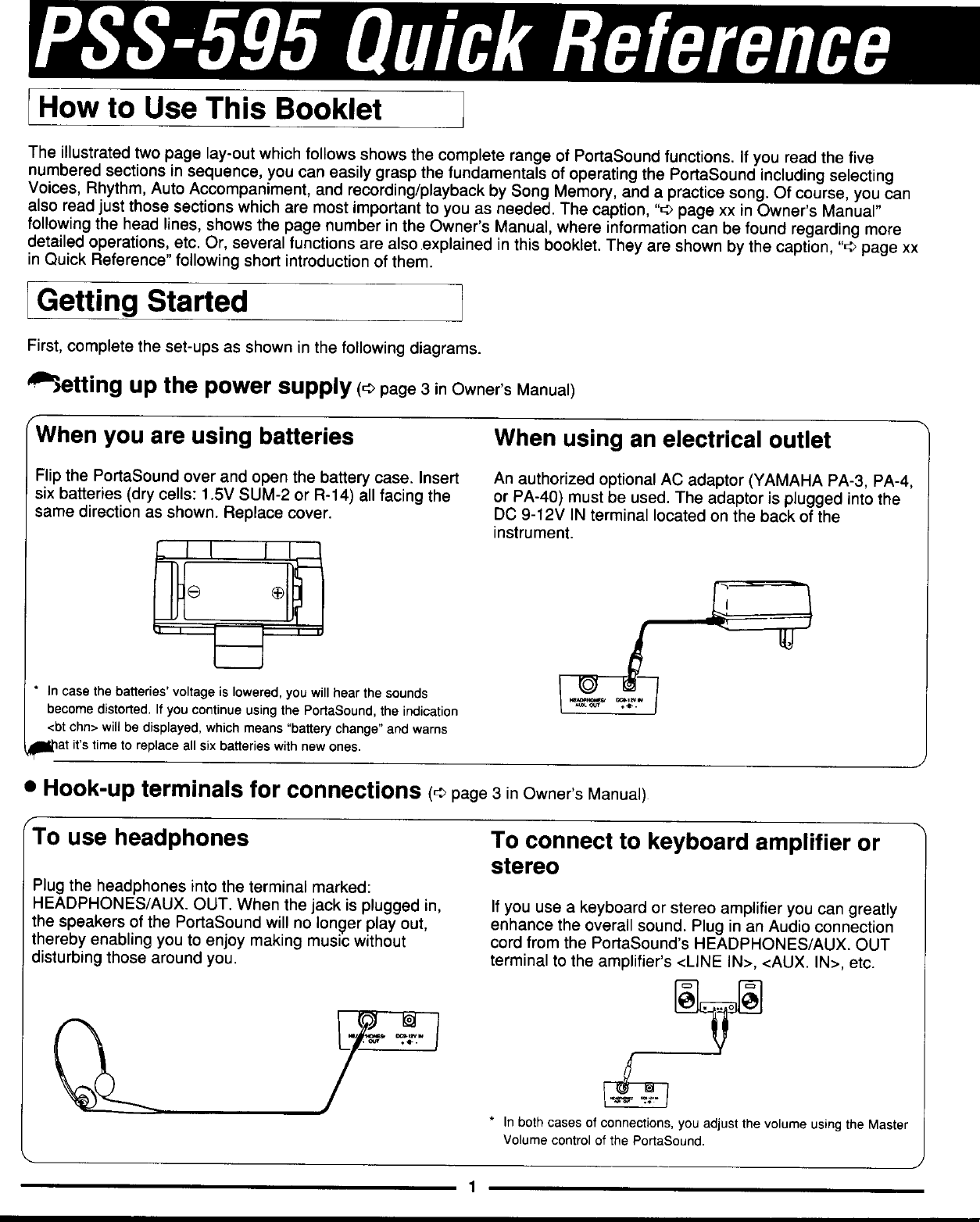 Yamaha PSS 595 Quick Reference (Image) PSS595E2