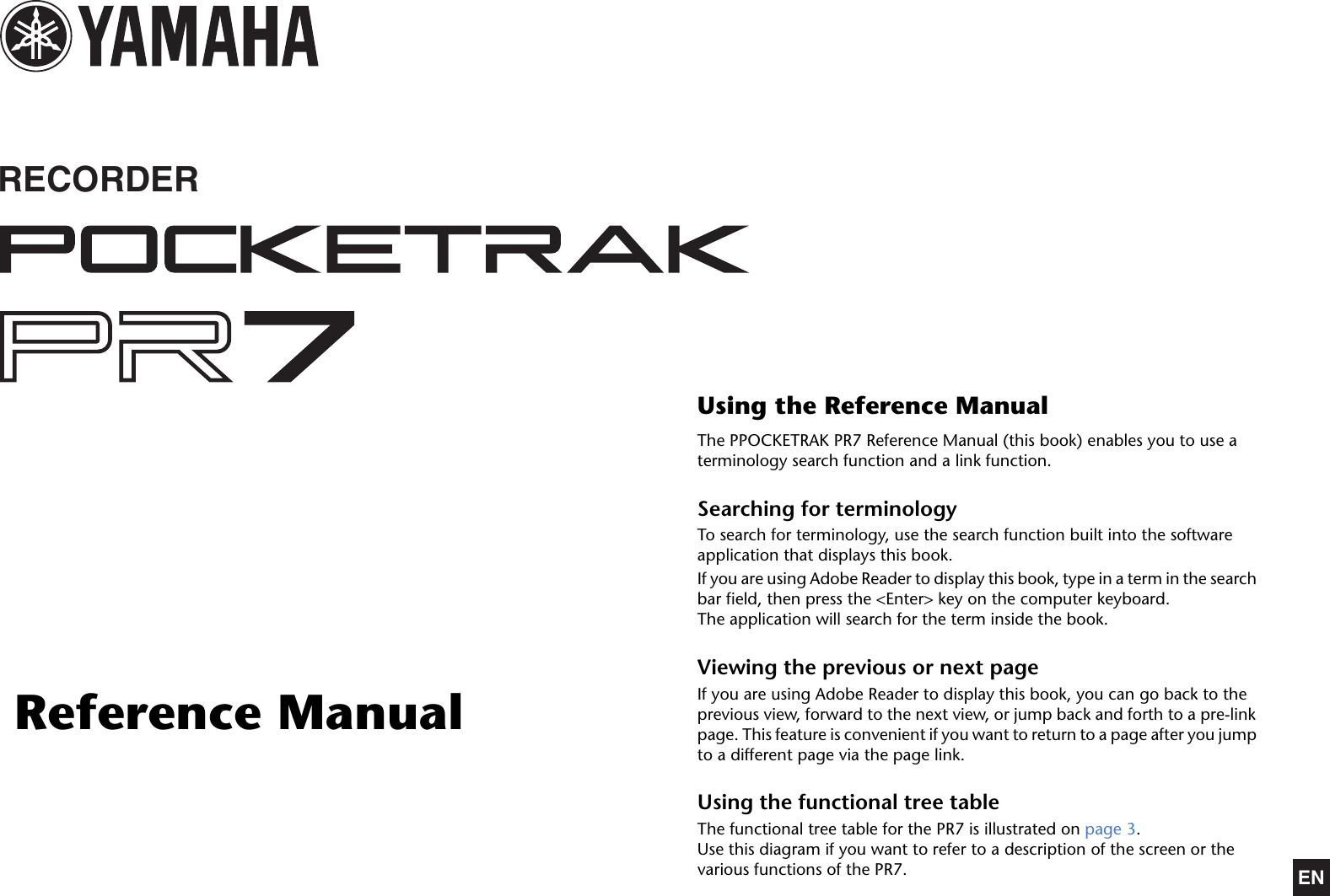 Yamaha Pocketrak Pr7 Reference Manual