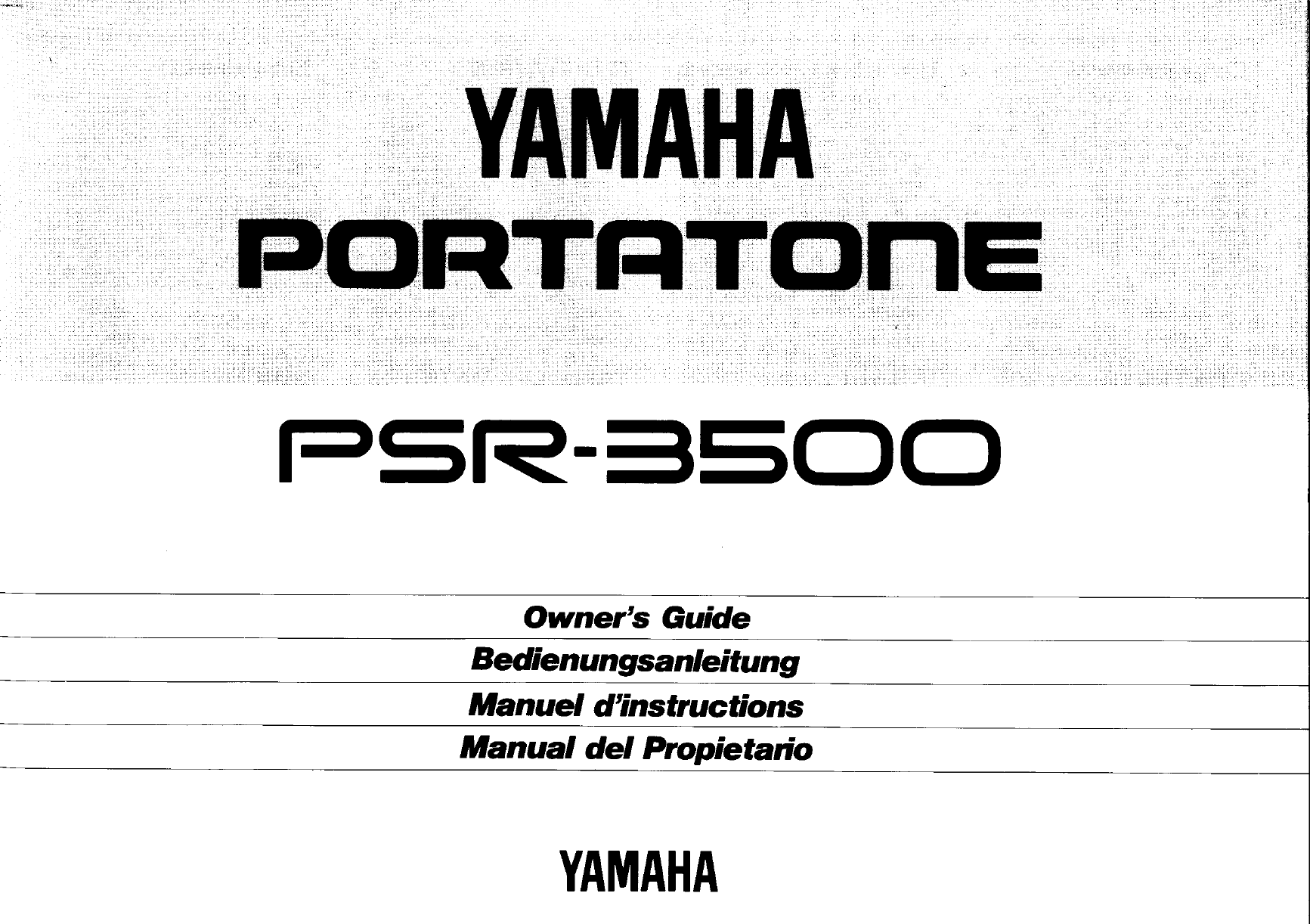 Yamaha Portatone Psr 3500 Owners Manual