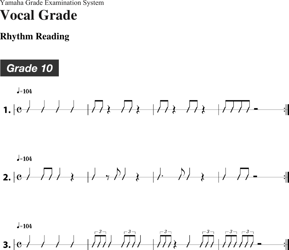 Yamaha Rhythm Reading