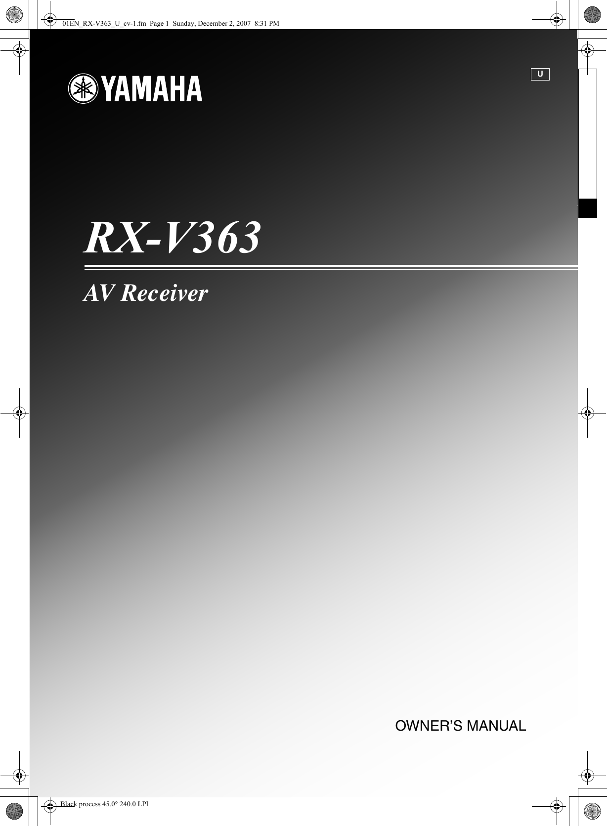 Yamaha Rx V363 Owners Manual 01EN_RX V363_U